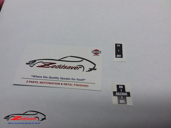 Datsun 240z Hazard Switch Decal | Zeddsaver